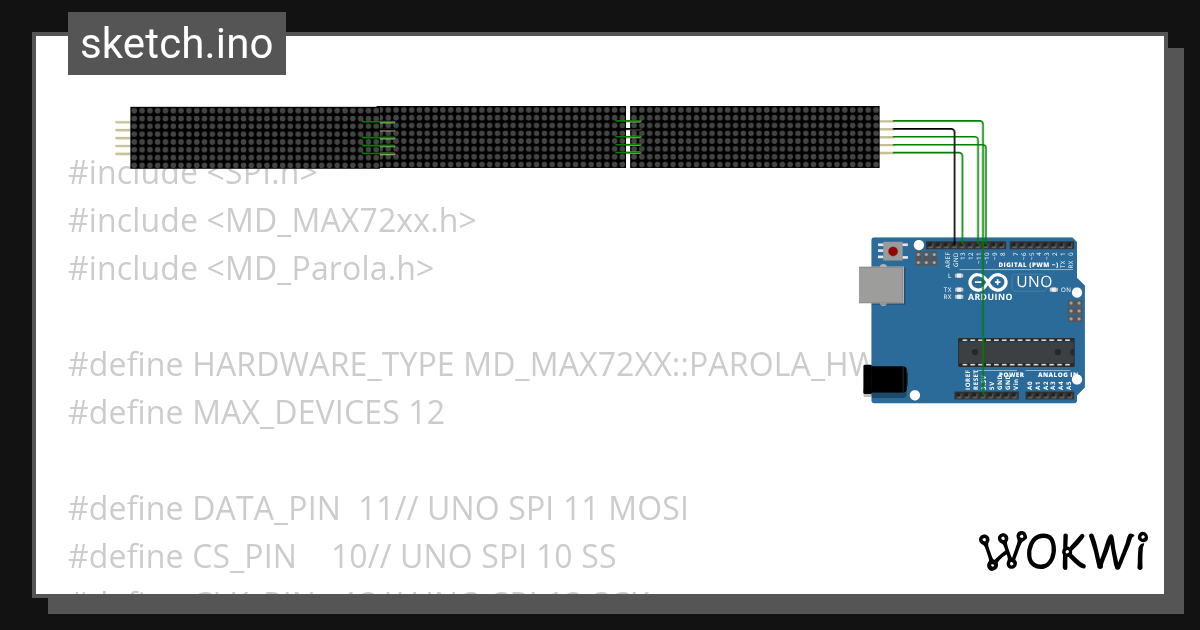 Ledmatrix.ino - Wokwi ESP32, STM32, Arduino Simulator