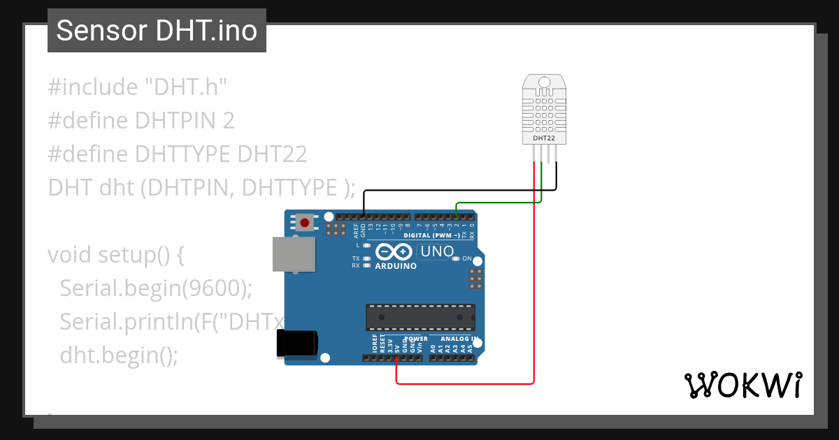 Sensor DHT.ino - Wokwi ESP32, STM32, Arduino Simulator