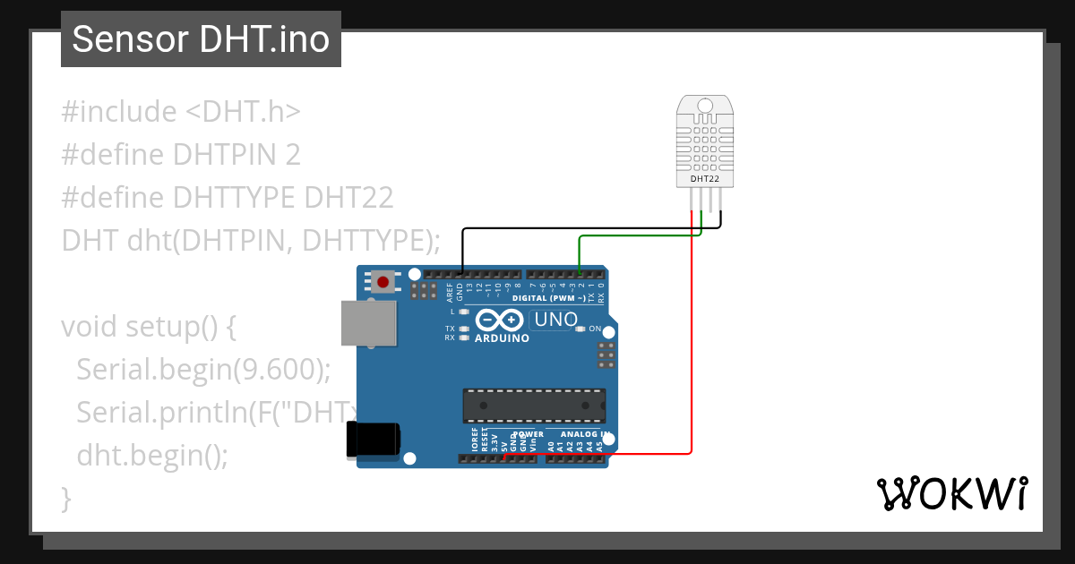 Sensor DHT.ino - Wokwi ESP32, STM32, Arduino Simulator