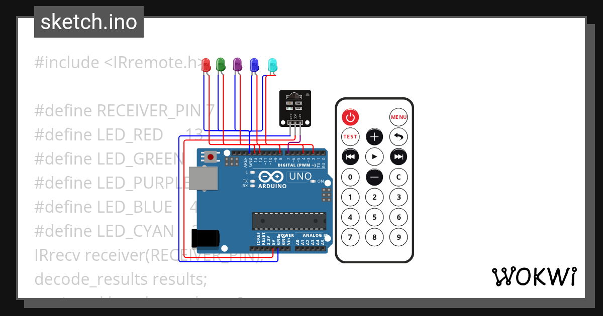Led Activating Ir Receiver Wokwi Esp32 Stm32 Arduino Simulator