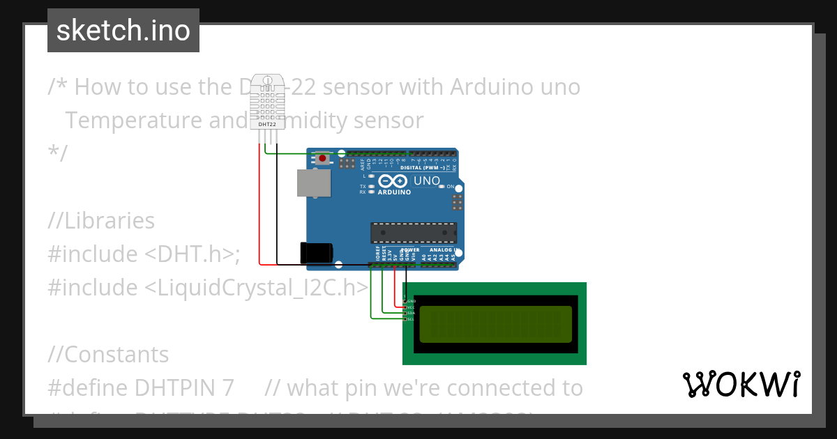 dht22 lcd - Wokwi ESP32, STM32, Arduino Simulator