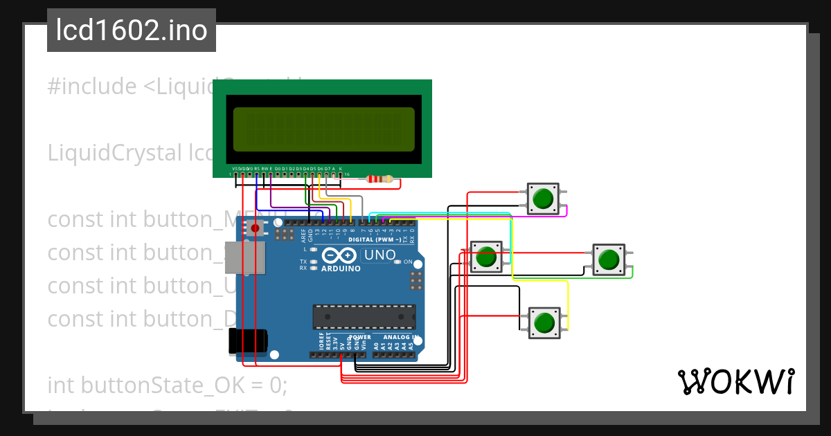 menu lcd1602.ino - Wokwi ESP32, STM32, Arduino Simulator