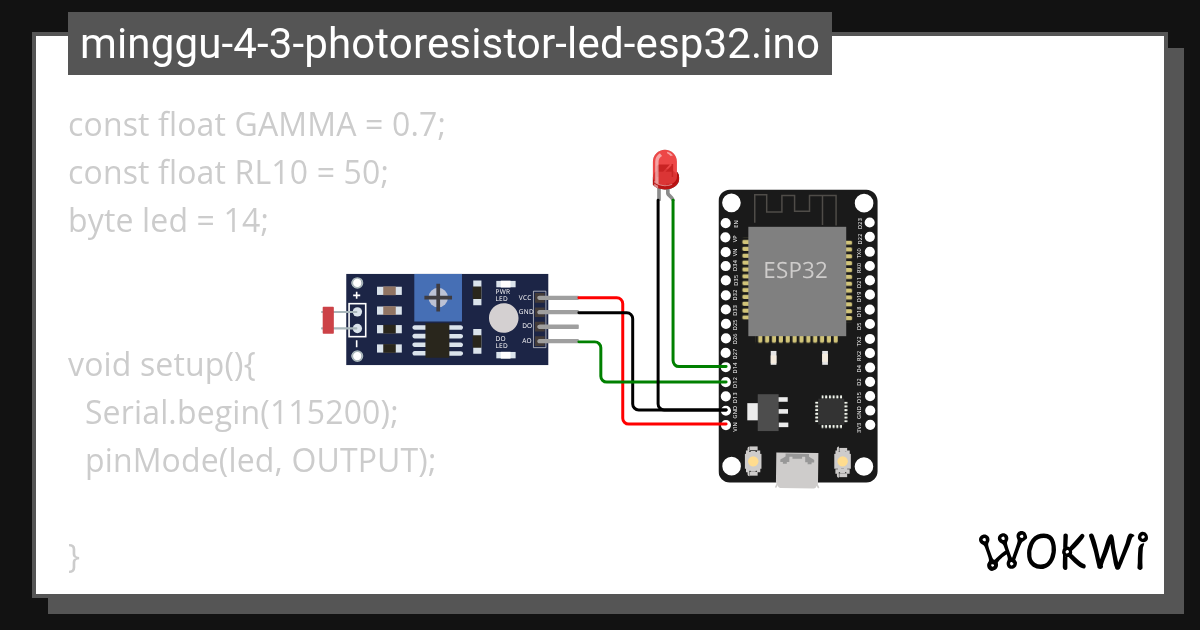 minggu-4-3-photoresistor-led-esp32.ino - Wokwi ESP32, STM32, Arduino Simulator