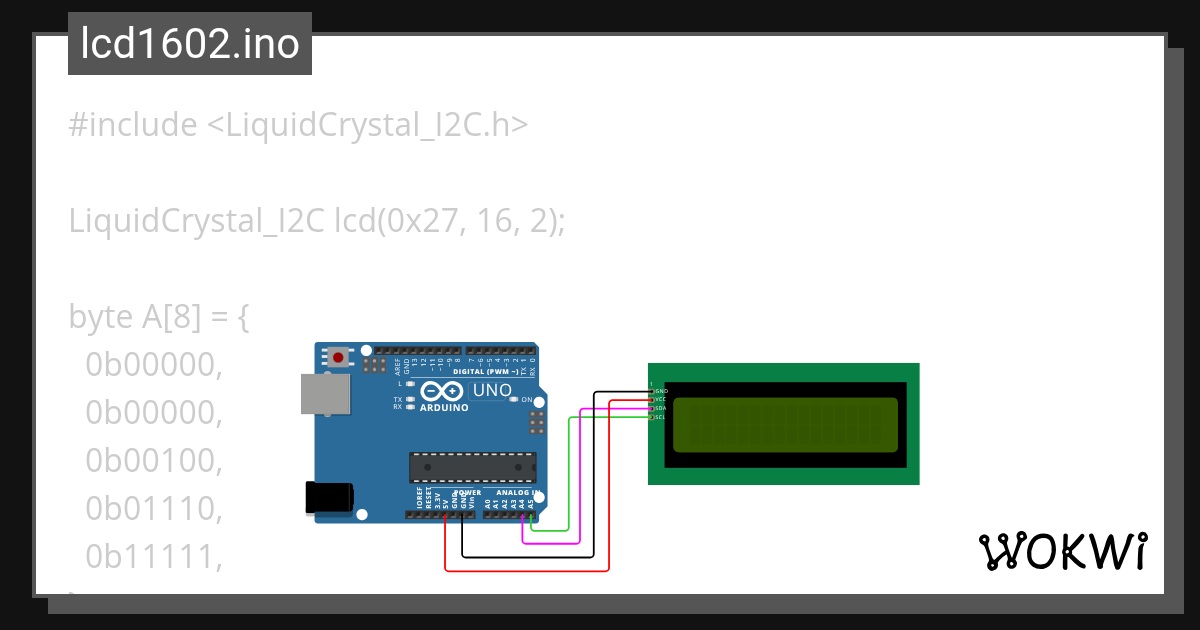 lcd1602.ino - Wokwi ESP32, STM32, Arduino Simulator