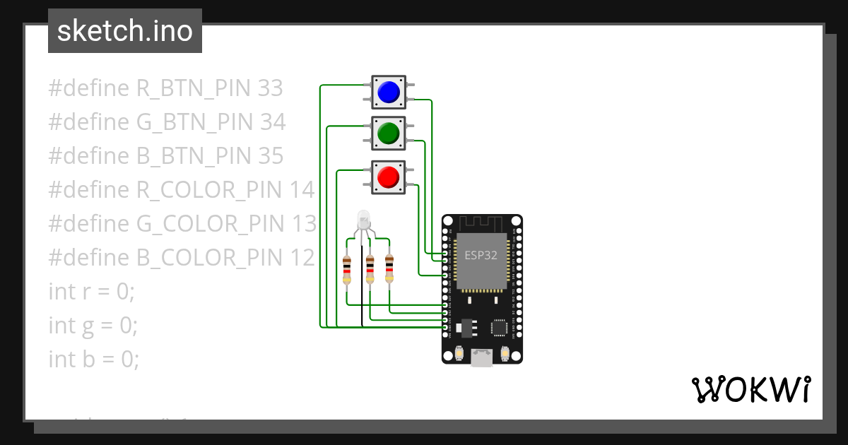 RGB_BUTTONS.ino - Wokwi ESP32, STM32, Arduino Simulator