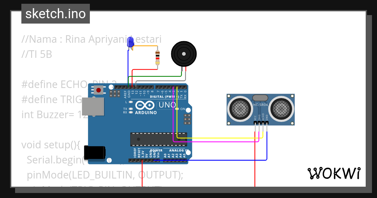 Sensor Hcsrsensor Jarak Wokwi Esp32 Stm32 Arduino Simulator 