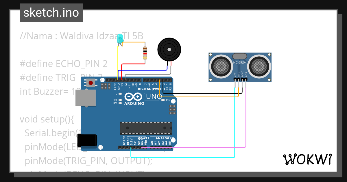 Sensor Hcsrsensor Jarak Wokwi Esp32 Stm32 Arduino Simulator 
