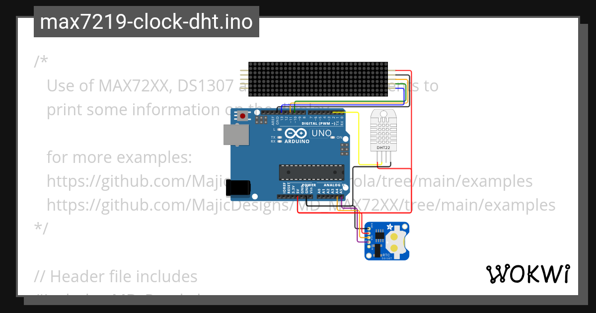 max7219-clock-dht.ino - Wokwi ESP32, STM32, Arduino Simulator