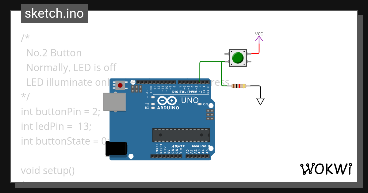 No.2 Button - Wokwi ESP32, STM32, Arduino Simulator