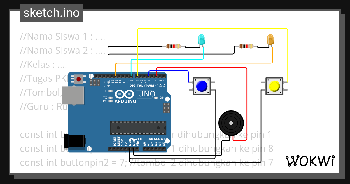 Button, LED, Buzzer 01 - Wokwi ESP32, STM32, Arduino Simulator