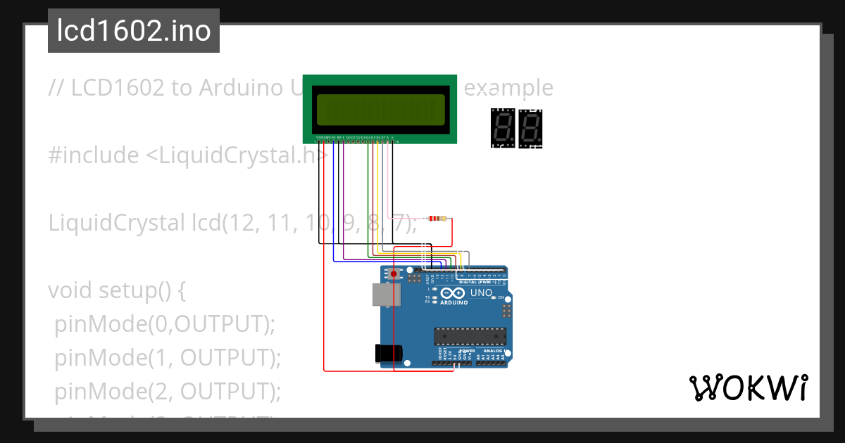 lcd1602.ino - Wokwi ESP32, STM32, Arduino Simulator