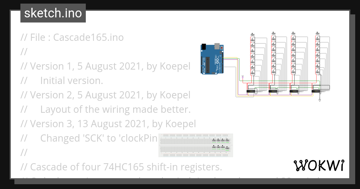 32Button_Shift_Register.ino - Wokwi ESP32, STM32, Arduino Simulator