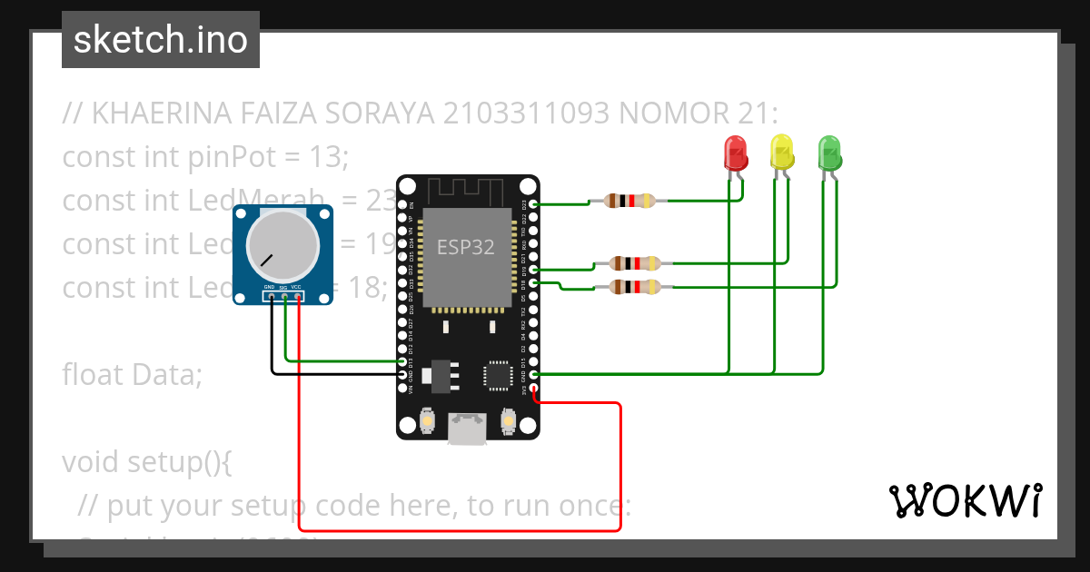 UTS NOMOR 21 KHAERINA FAIZA SORAYA 2103311093 - Wokwi ESP32, STM32, Arduino Simulator