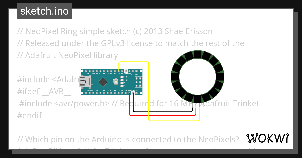Neo Pixels Ring 1 - Wokwi ESP32, STM32, Arduino Simulator