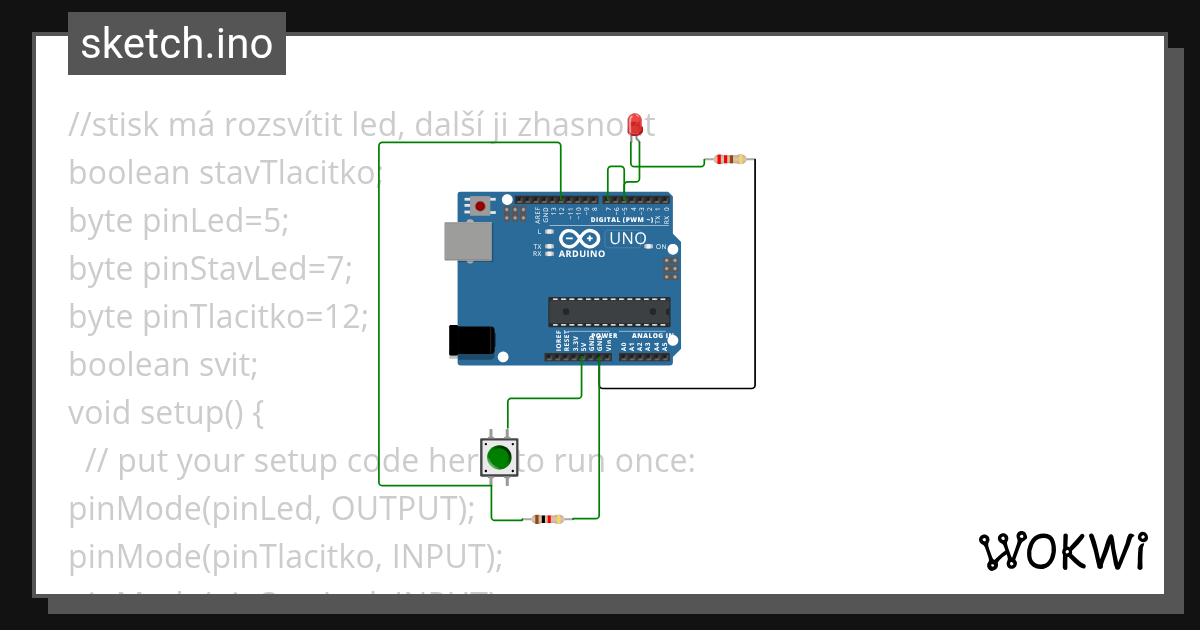 led+tlacitko prepinac dodelat.ino - Wokwi ESP32, STM32, Arduino Simulator