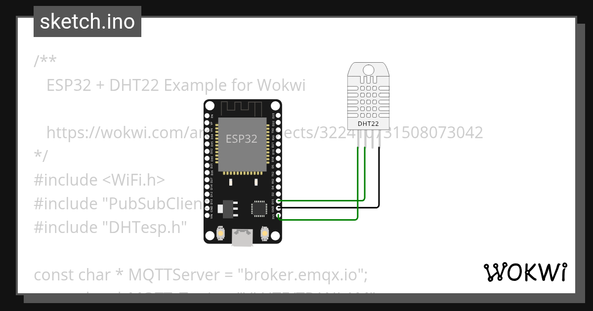 dht22-mqtt.ino - Wokwi ESP32, STM32, Arduino Simulator