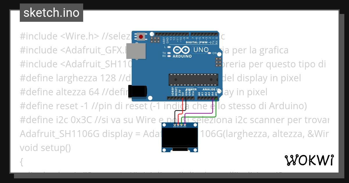 SH1106G + Arduino + no sim - Wokwi ESP32, STM32, Arduino Simulator