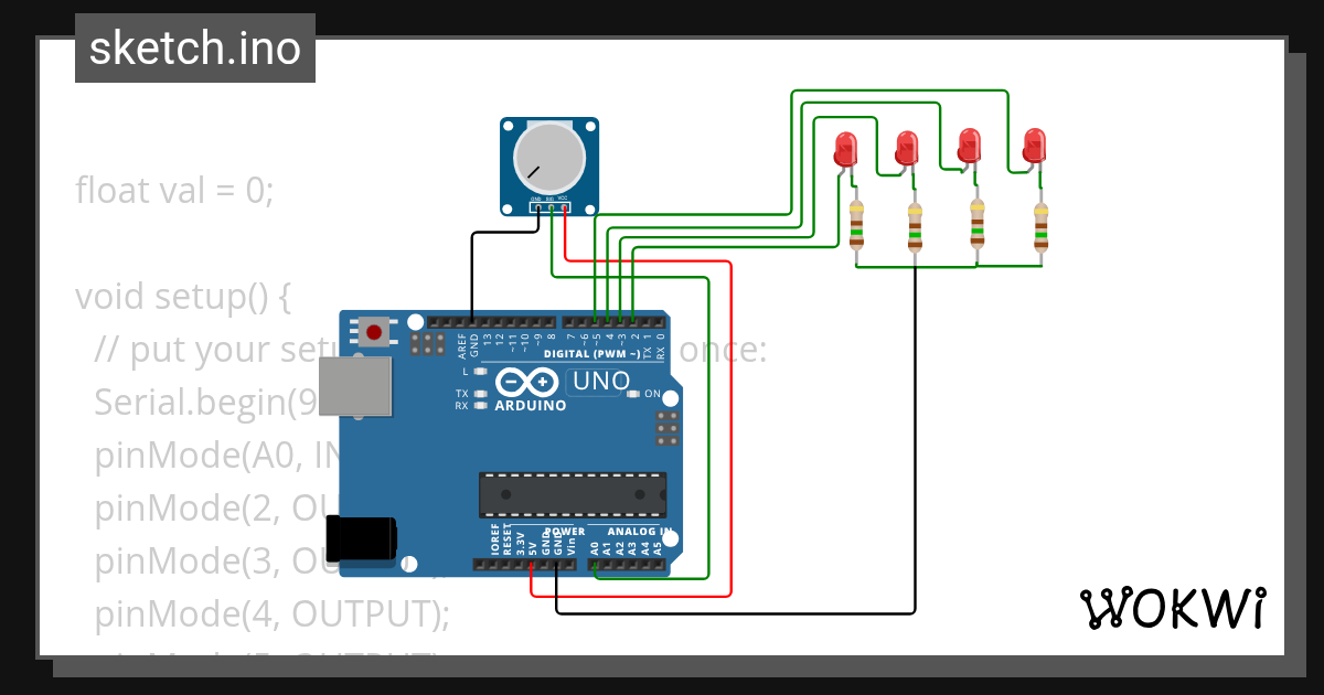 4led Wokwi Esp32 Stm32 Arduino Simulator 