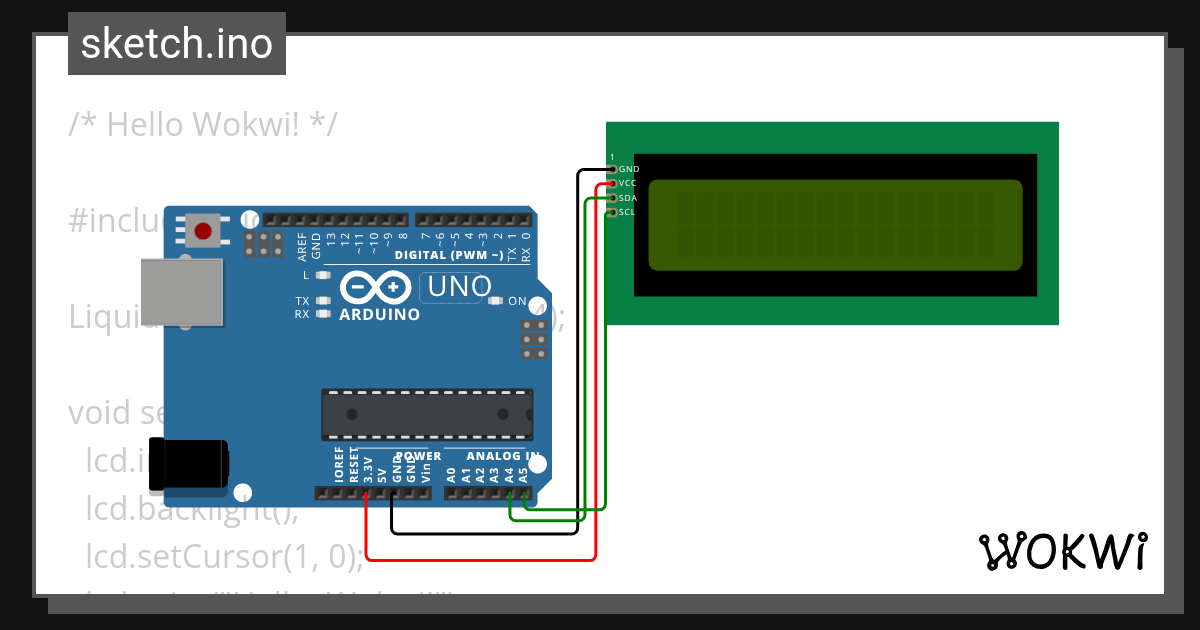 LCD Screen Writer Module 2 - Wokwi ESP32, STM32, Arduino Simulator