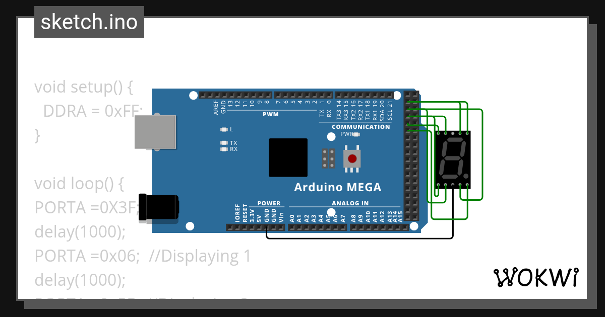 7 segment mega - Wokwi ESP32, STM32, Arduino Simulator