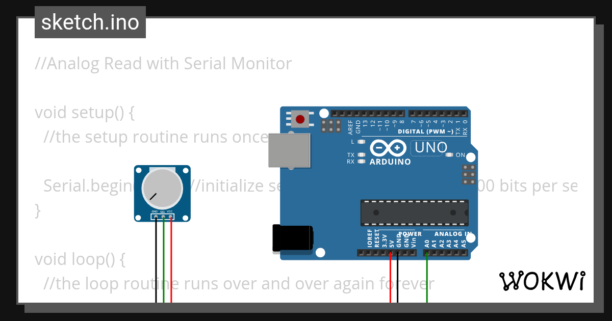 ARDUINO AnalogRead - Wokwi ESP32, STM32, Arduino Simulator