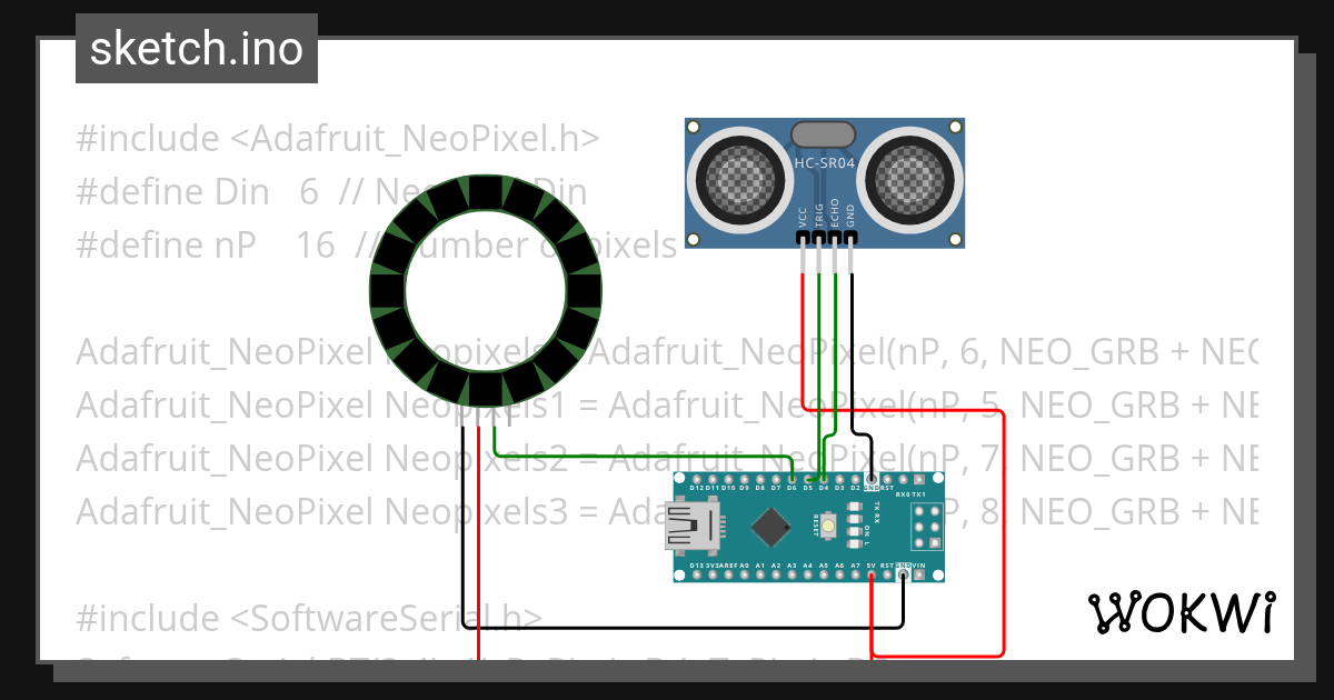 distance vs color - Wokwi ESP32, STM32, Arduino Simulator