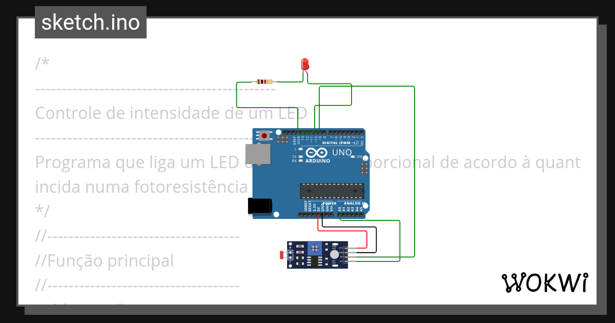 Controle de intensidade de um LED - Wokwi Arduino and ESP32 Simulator