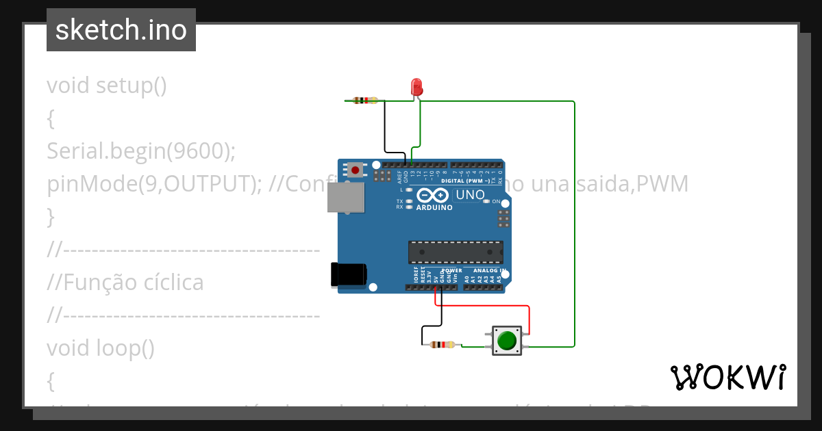 Controle de intensidade de um LED - Wokwi ESP32, STM32, Arduino Simulator