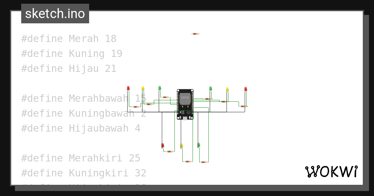 Lampu Lalu Lintas Persimpangan Wokwi Esp32 Stm32 Arduino Simulator 4983
