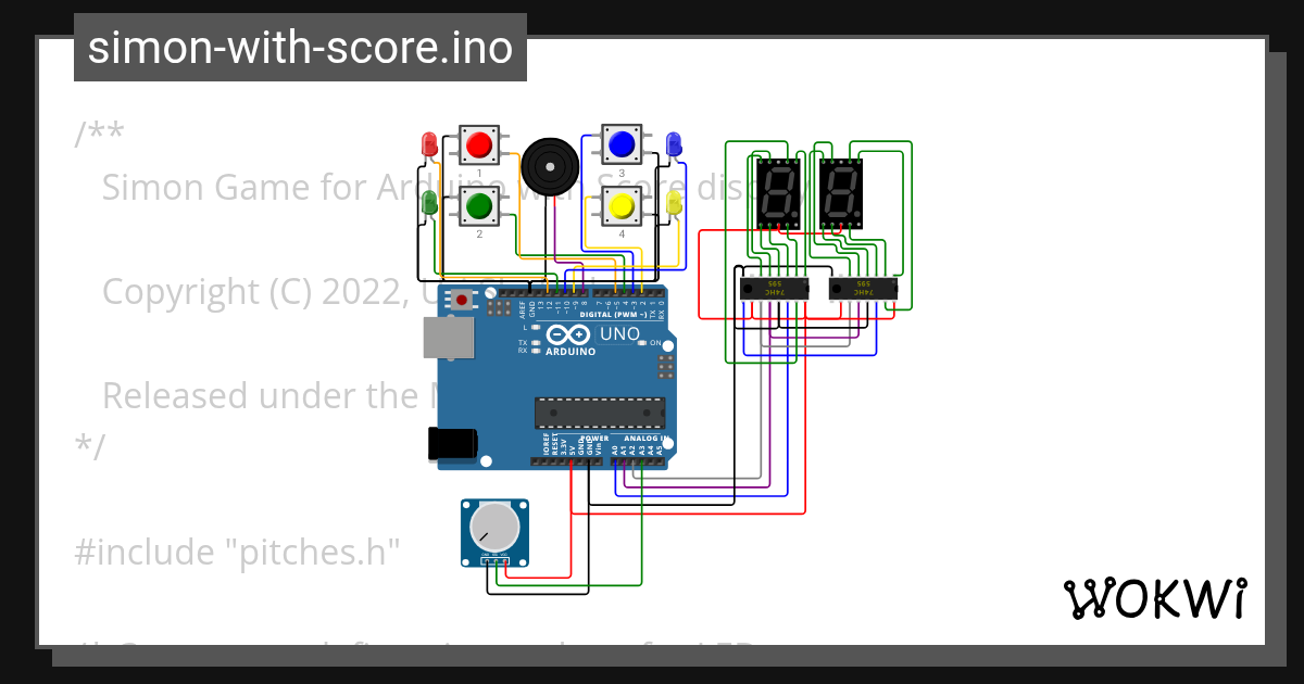 simon-with-score.ino - Wokwi ESP32, STM32, Arduino Simulator