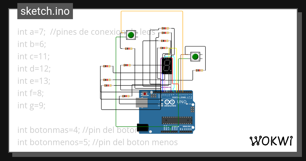 7 segmentos - Wokwi ESP32, STM32, Arduino Simulator