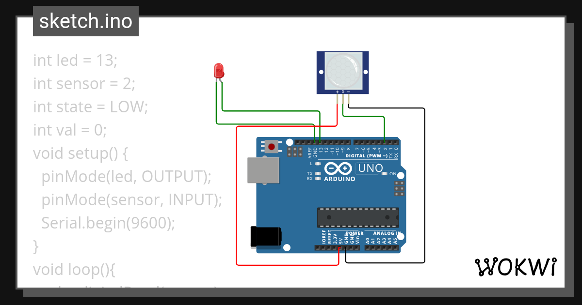 PIR Sensor - Wokwi ESP32, STM32, Arduino Simulator