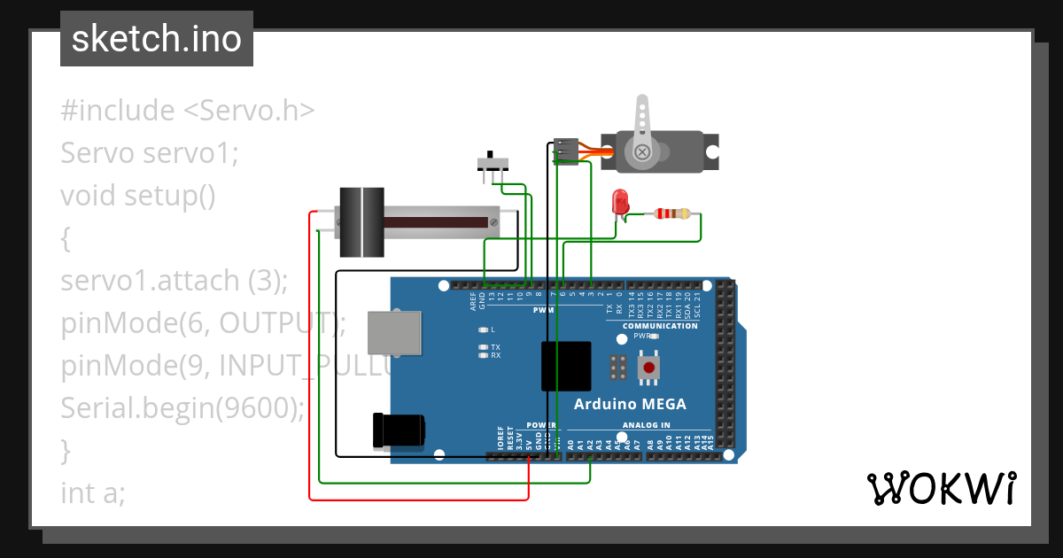 servo_led_kapcsoló - Wokwi ESP32, STM32, Arduino Simulator