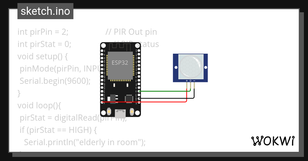Pir Sensor Wokwi Esp32 Stm32 Arduino Simulator