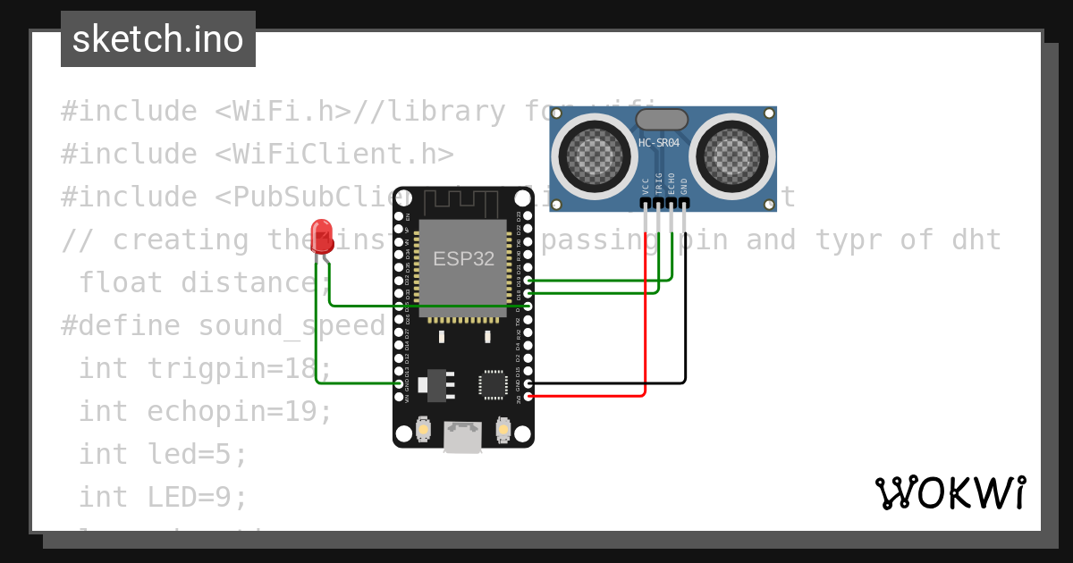 Ultrasonic Sensor Wokwi Esp32 Stm32 Arduino Simulator 2027