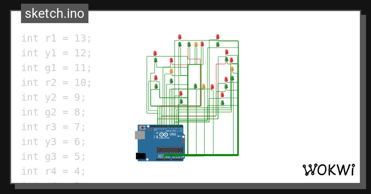 4way Led Wokwi Esp32 Stm32 Arduino Simulator 0352