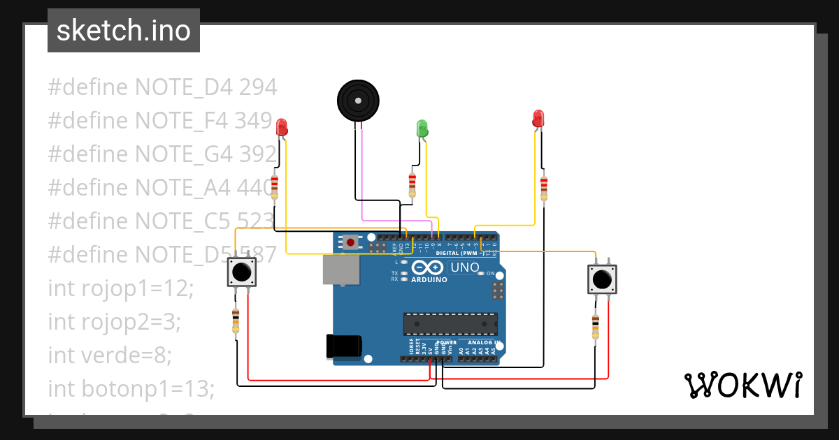Música Juego Reflejos - Wokwi ESP32, STM32, Arduino Simulator