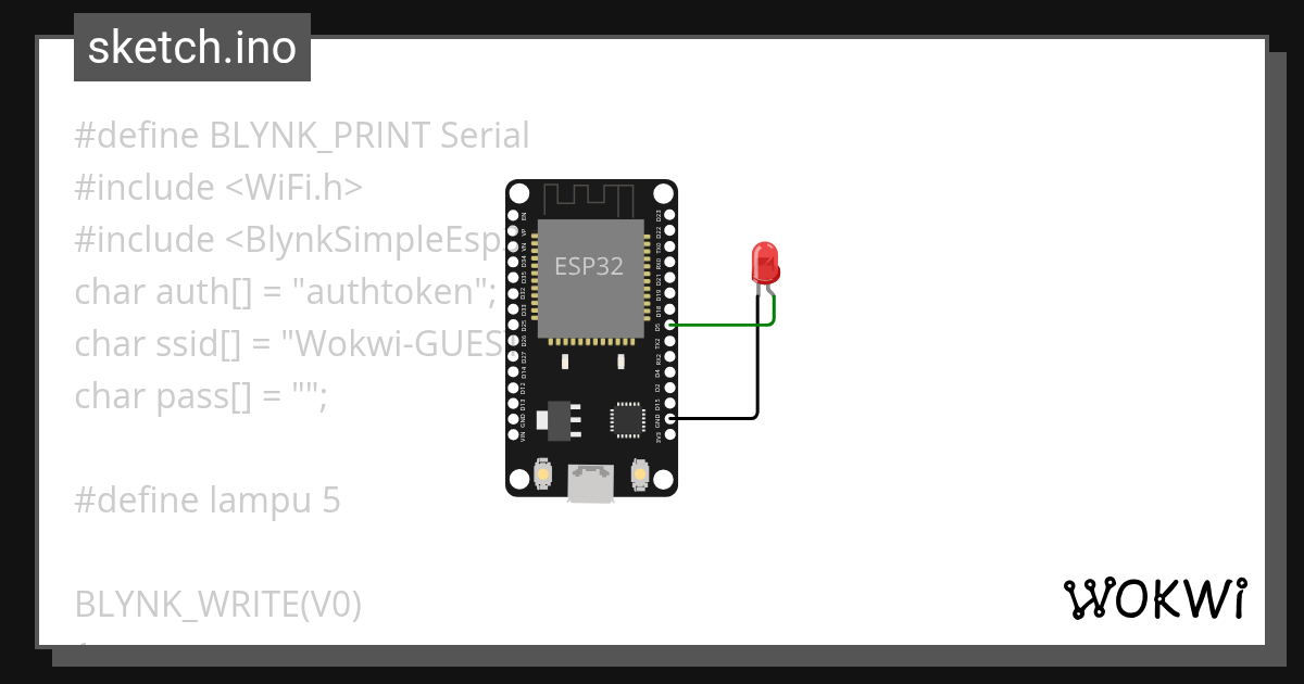 Blynk ESP32 LED - Wokwi ESP32, STM32, Arduino Simulator