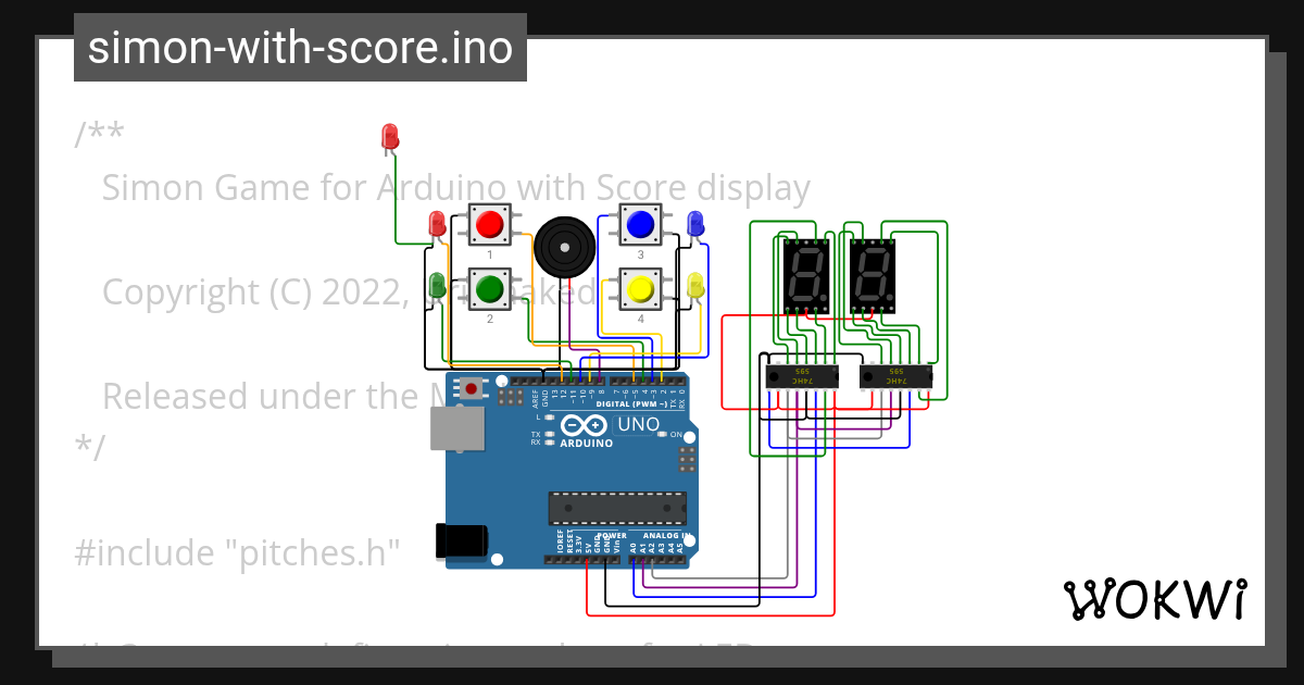 simon-with-score.ino copy - Wokwi ESP32, STM32, Arduino Simulator