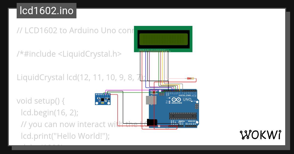 lcd1602.ino - Wokwi ESP32, STM32, Arduino Simulator