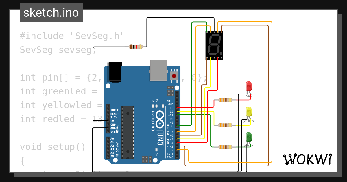 Traffic Light Sevseg Wokwi Esp32 Stm32 Arduino Simulator