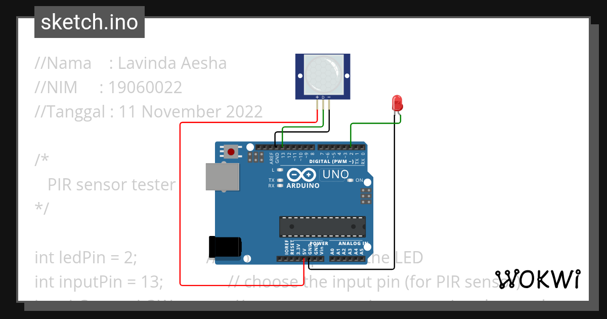 Praktikum 4_PIR Adafruit - Wokwi ESP32, STM32, Arduino Simulator