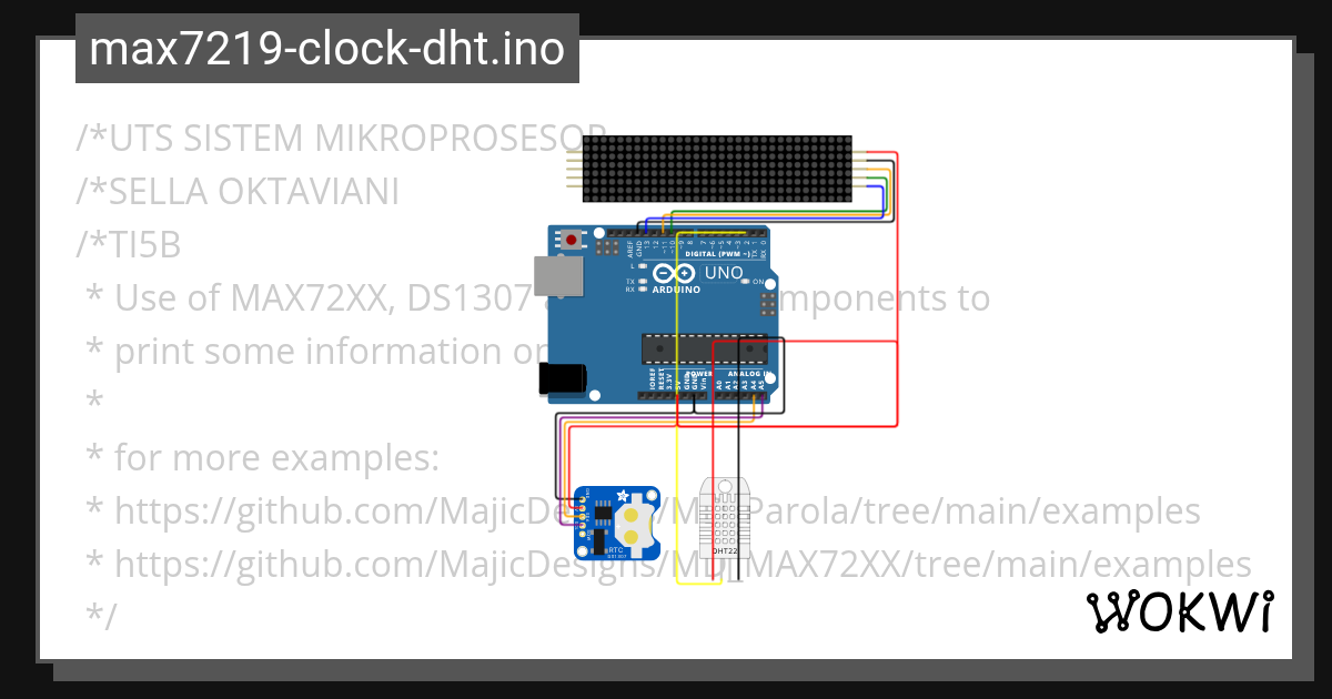 max7219-clock-dht.ino - Wokwi ESP32, STM32, Arduino Simulator