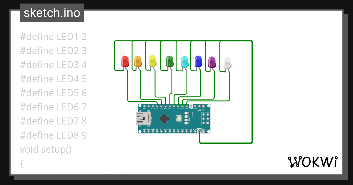 LED8 - Wokwi ESP32, STM32, Arduino Simulator