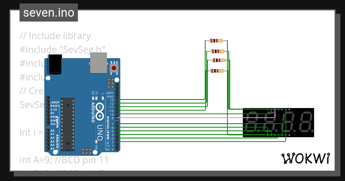 seven.ino - Wokwi ESP32, STM32, Arduino Simulator