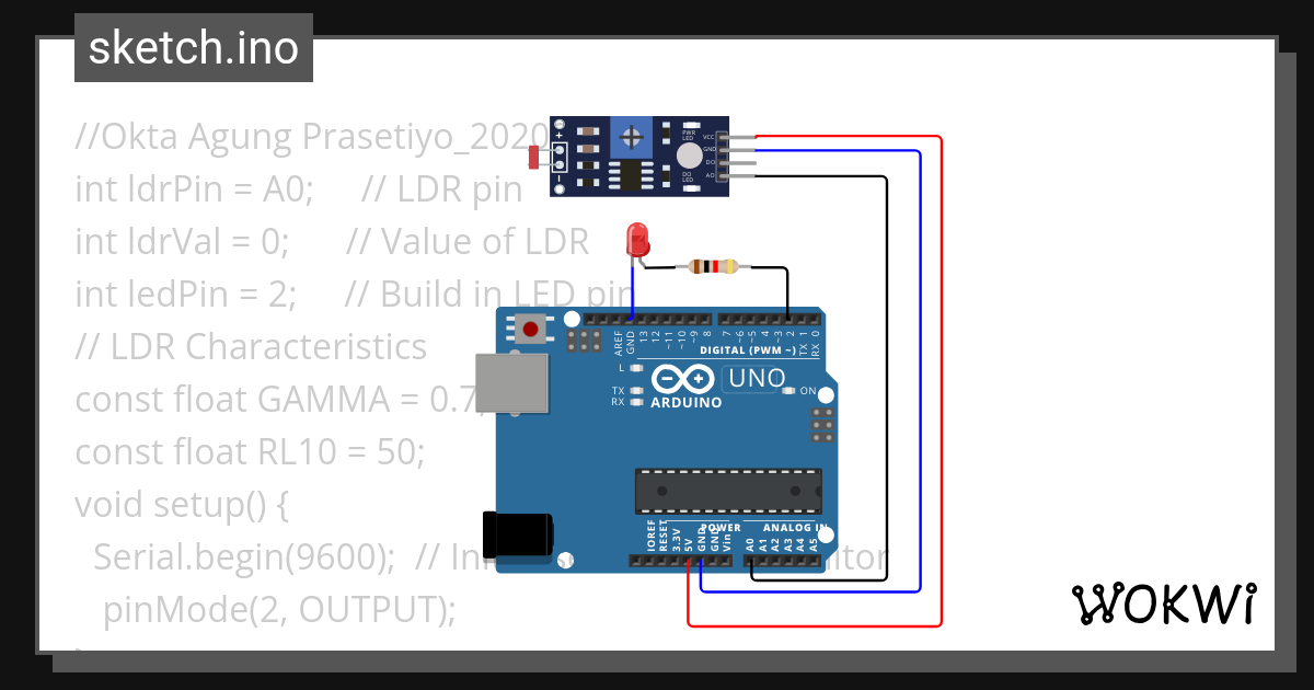 Sensor Ldr Dengan Led Wokwi Esp32 Stm32 Arduino Simulator 6657