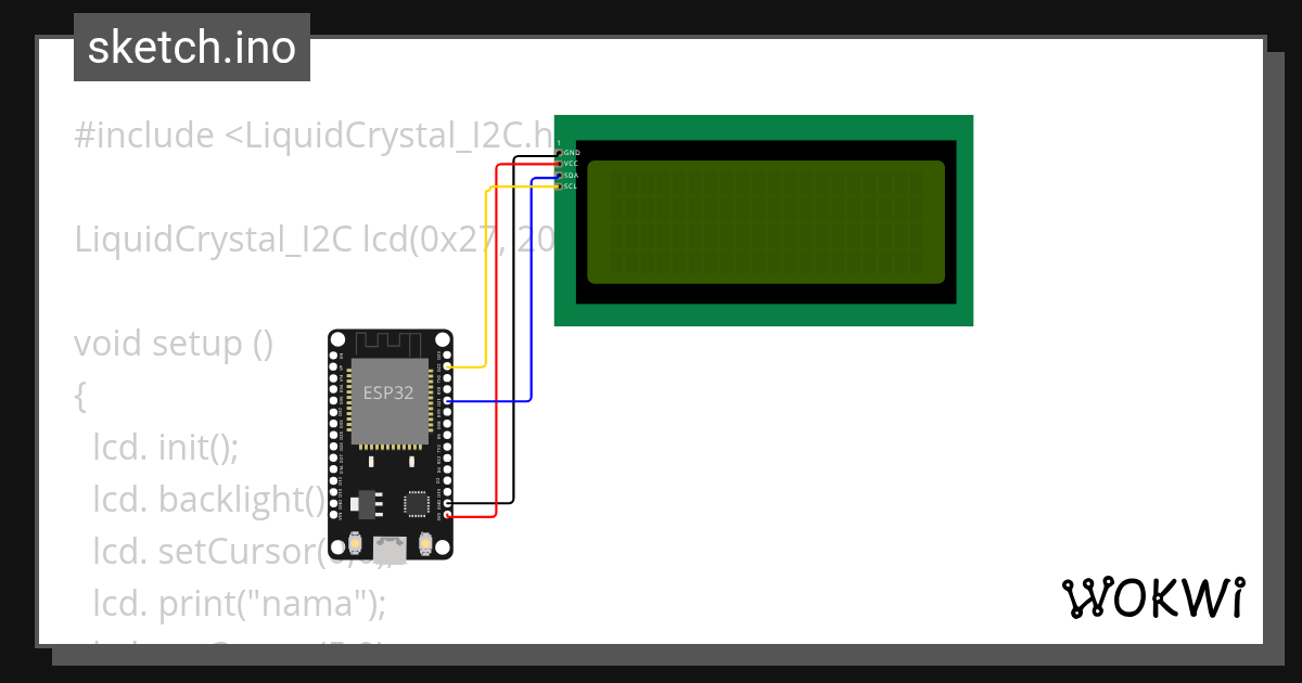 Project Lcd 20×4 12 C Wokwi Esp32 Stm32 Arduino Simulator 
