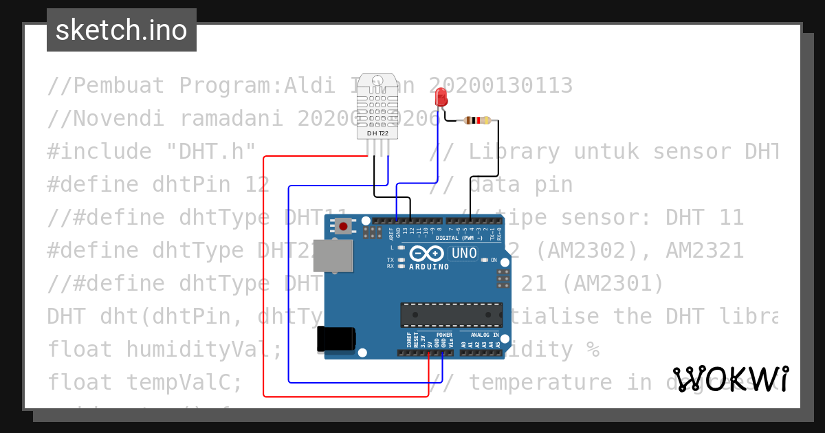 Sensor Dht Dengan Led Wokwi Esp32 Stm32 Arduino Simulator