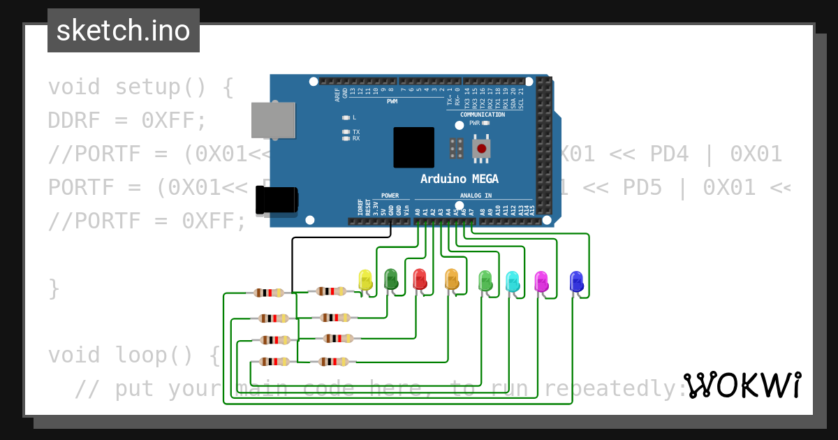 8 Led On Another Coding Method Wokwi Esp32 Stm32 Arduino Simulator 5551