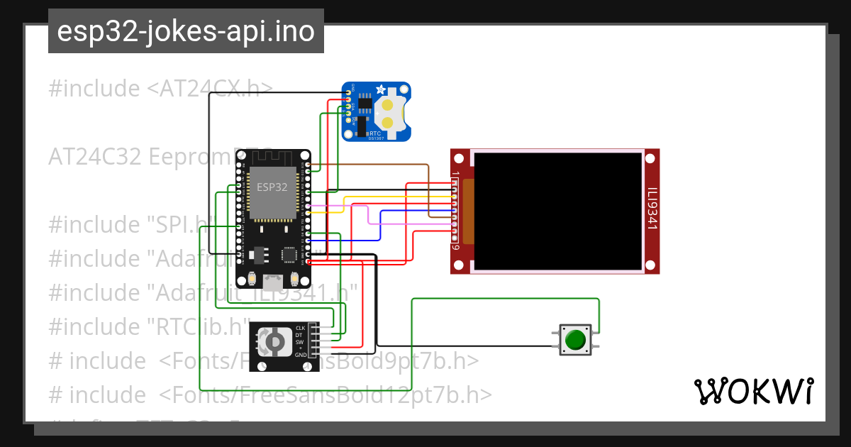 poryectofinal-jokes-api.ino copy - Wokwi ESP32, STM32, Arduino Simulator